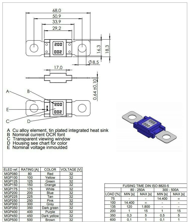 Flosser 8048350 Bolt On 350 Amp Fuse - Replaces MEGA and AMG Fuses ...